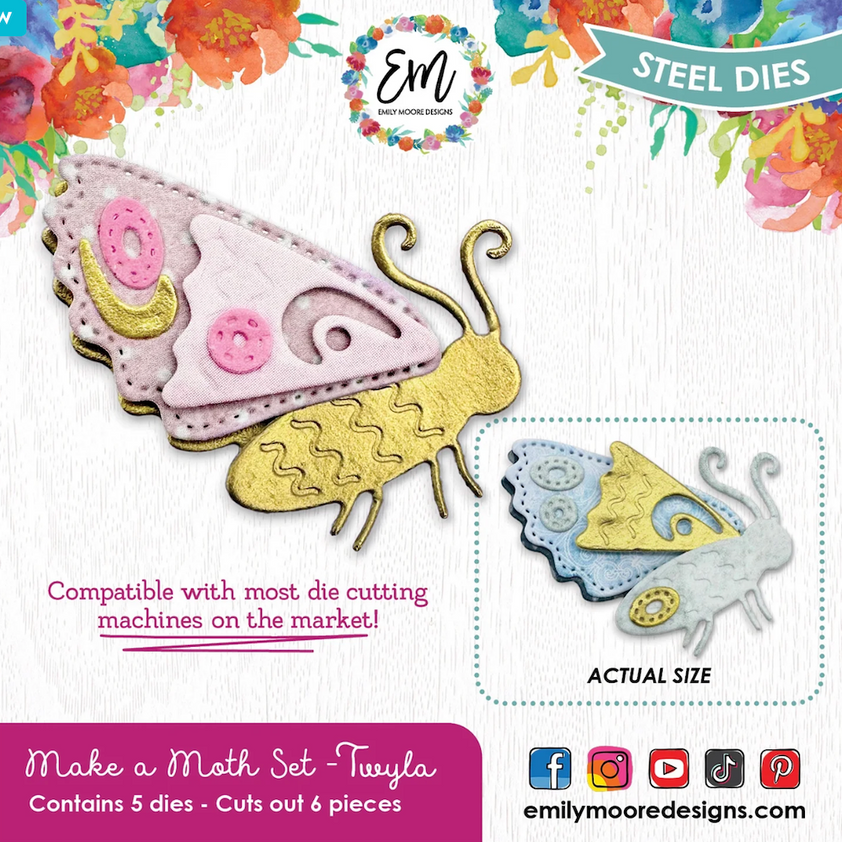 Emily Moore Designs Twyla Moth Die Set die-mmt-01 – Simon Says Stamp