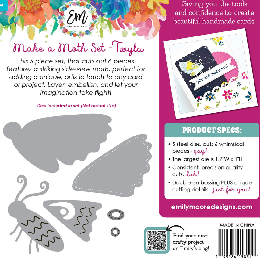Emily Moore Designs Twyla Moth Die Set die-mmt-01 – Simon Says Stamp