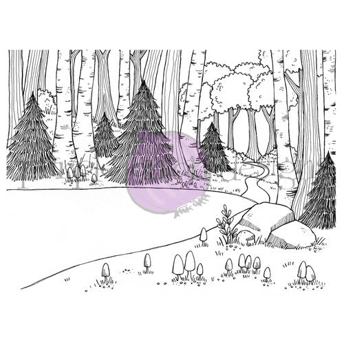 Purple Onion Designs Evergreen Trail And Creek Unmounted Cling Stamp p ...
