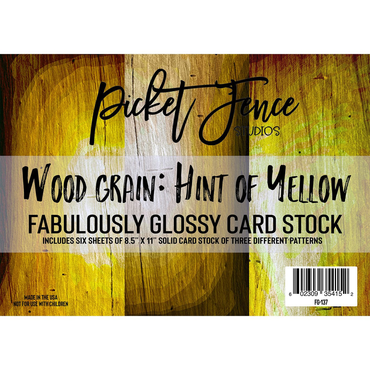 Picket Fence Studios Glossy Card Stock Wood Grain: Hint of Yellow fg-1 ...