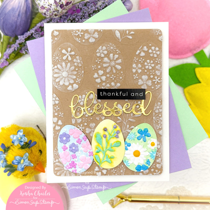 Simon Says Stamp Embossing Folder and Cutting Die Floral Easter Eggs s