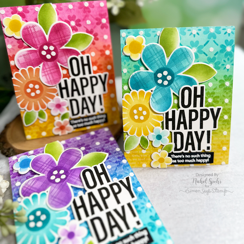 Simon Says Stamps Dies and Stencil Flower Power set777fp Celebrate