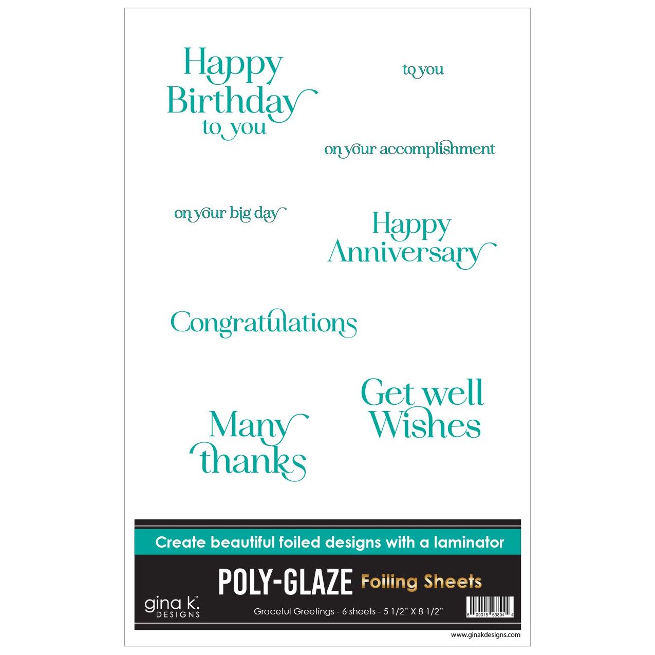 Gina K Designs Graceful Greetings Poly-Glaze Foiling Sheets pgf43 ...