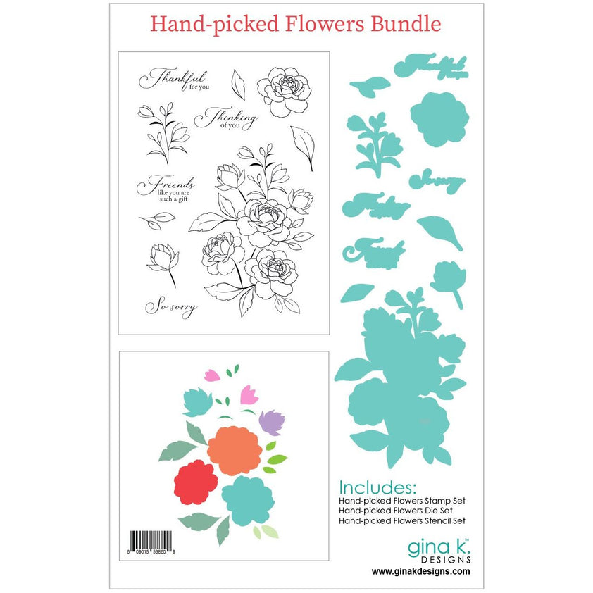 Gina K Designs Hand-Picked Flowers Stamps Dies and Stencils Bundle gkd – Simon Says Stamp