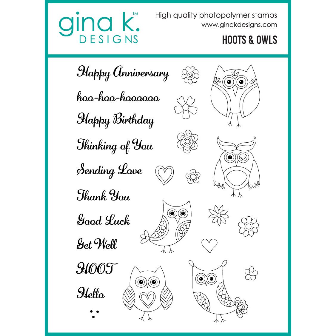 Gina K Designs Hoots and Owls Stamps dw39 – Simon Says Stamp
