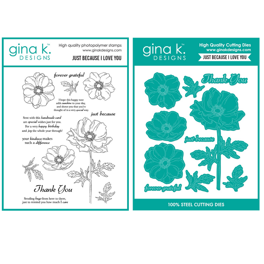 Gina K Designs Just Because I Love You Stamps and Dies – Simon Says Stamp