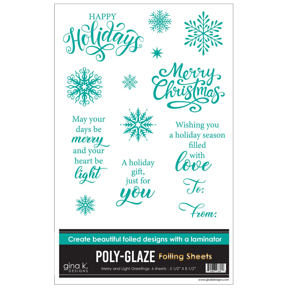 Gina K Designs Merry and Light Greetings Poly-Glaze Foiling Sheets ...