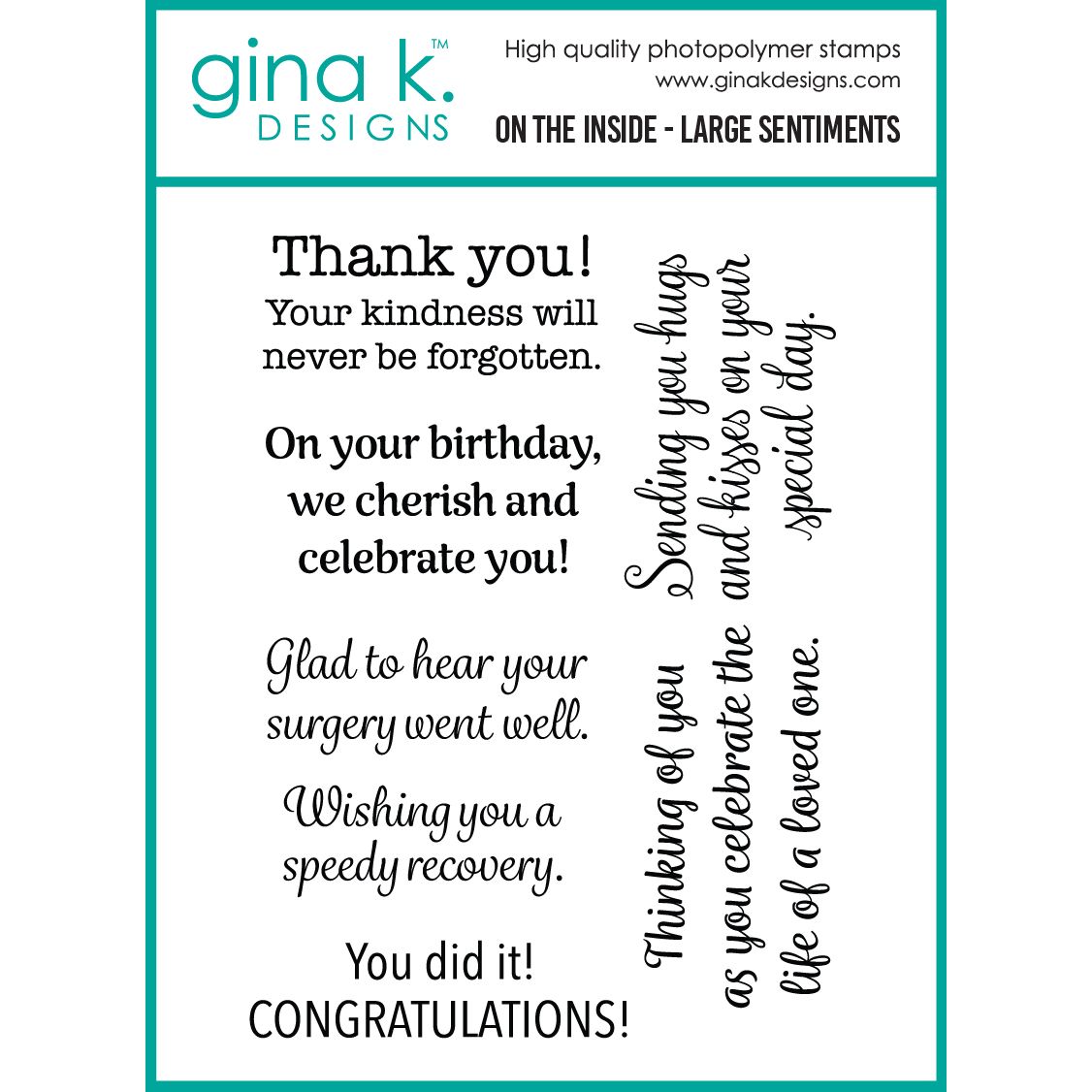 Gina K Designs On the Inside Large Sentiments Stamps dw47 – Simon Says ...