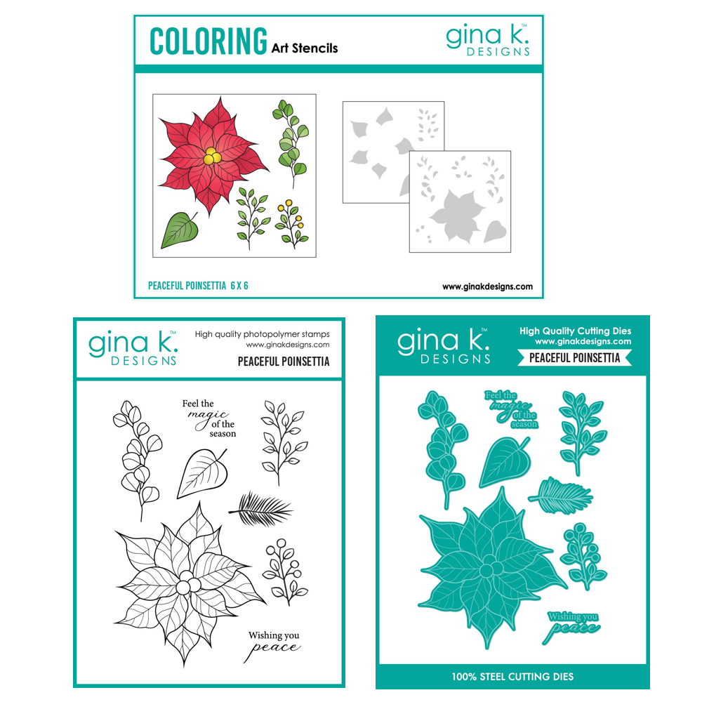 Gina K Designs Peaceful Poinsettia Stamps Dies and Stencils – Simon ...