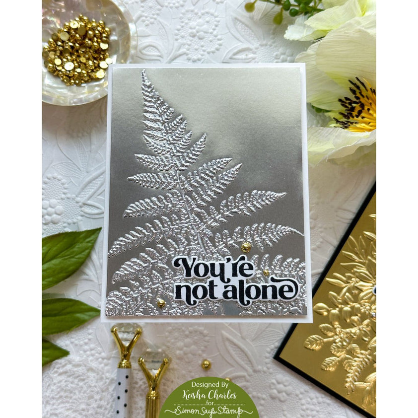 Simon Says Stamp Embossing Folder Golden Fern sf314 Just a Note
