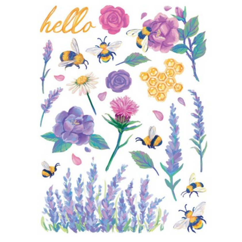 Hero Arts BEES AND FLORALS Rub On Transfer Sheet RT100 – Simon Says Stamp
