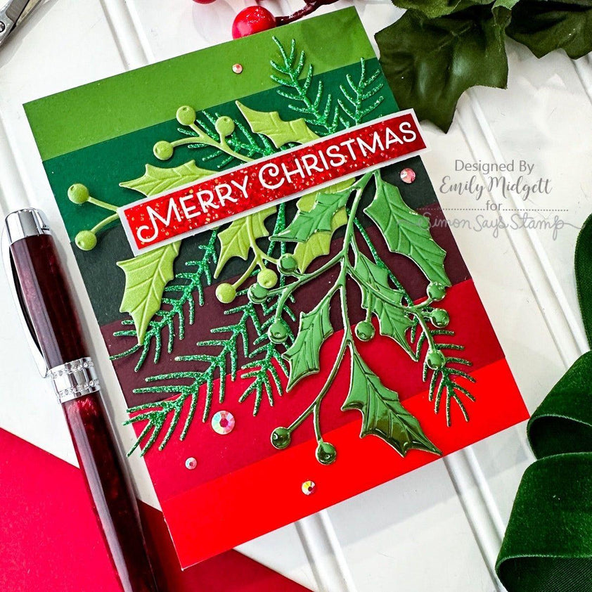 Simon Says Stamp Embossing Folder and Cutting Dies Holly Bunch sfd408