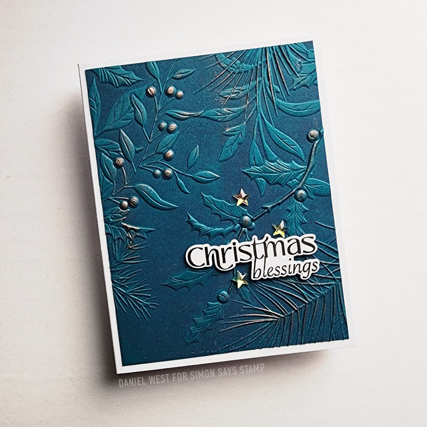 Simon Says Stamp Embossing Folder Holly and Pine sf340 All the Joy