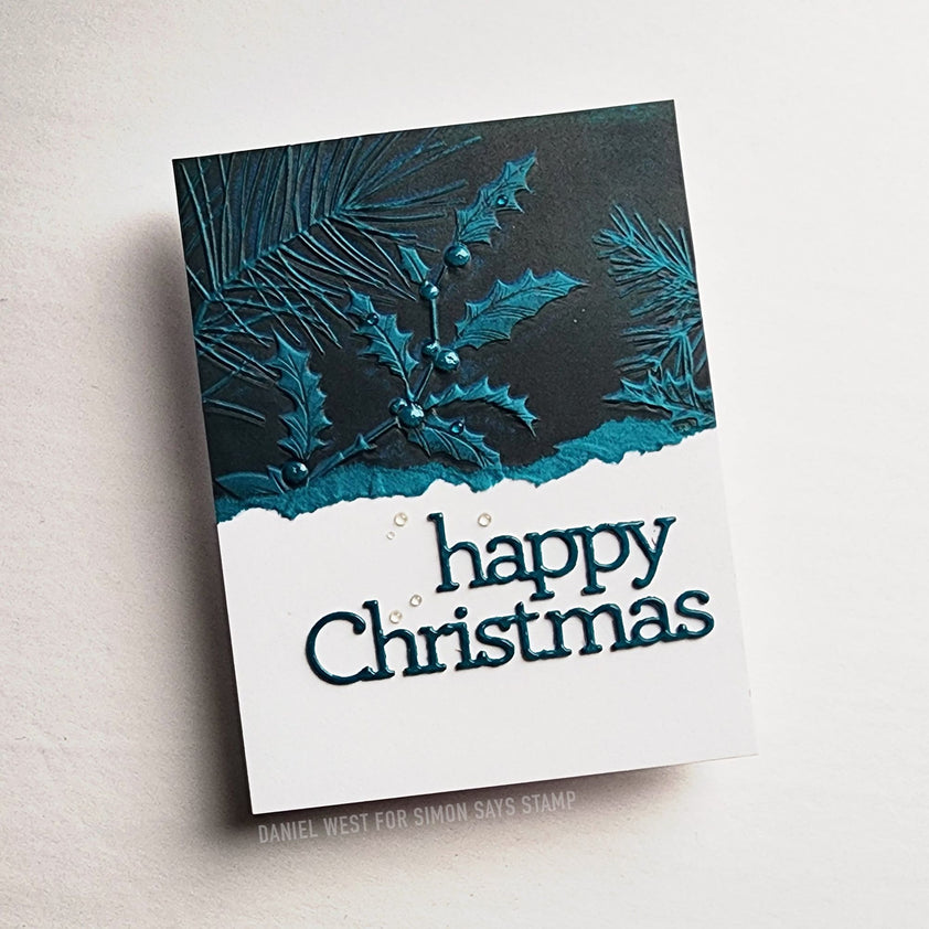 Simon Says Stamp Embossing Folder Holly and Pine sf340 All the Joy