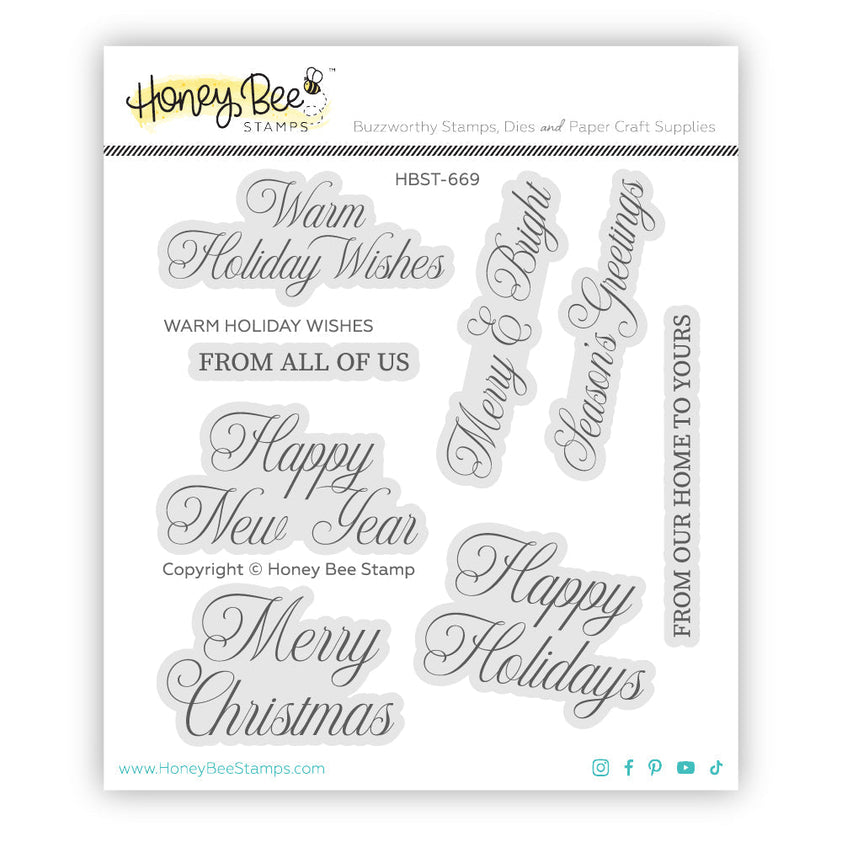 Honey Bee Warm Holiday Wishes Clear Stamps hbst-669 – Simon Says Stamp