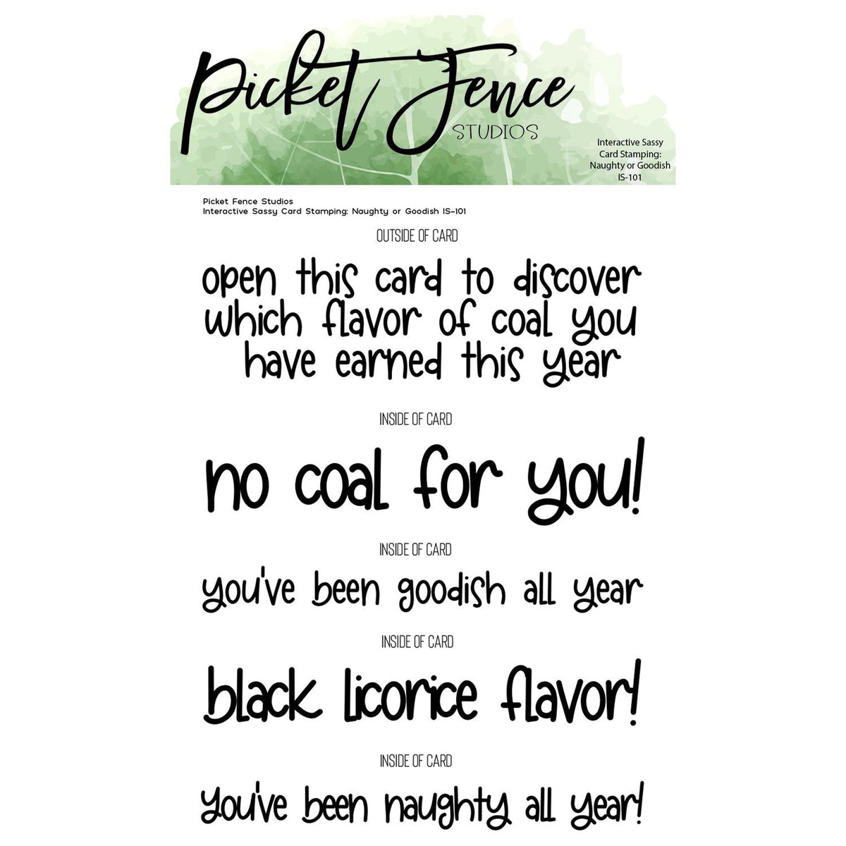 Picket Fence Studios Interactive Sassy Naughty or Goodish Clear Stamps ...