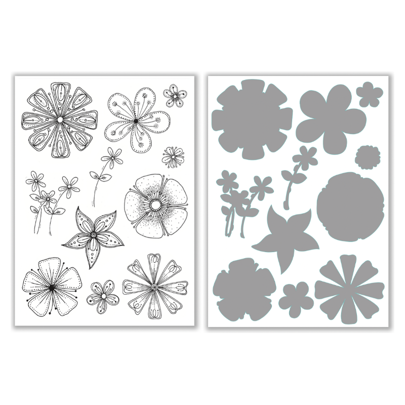 Julie Hickey Designs Perfectly Pretty Blooms Clear Stamp and Die Set ...