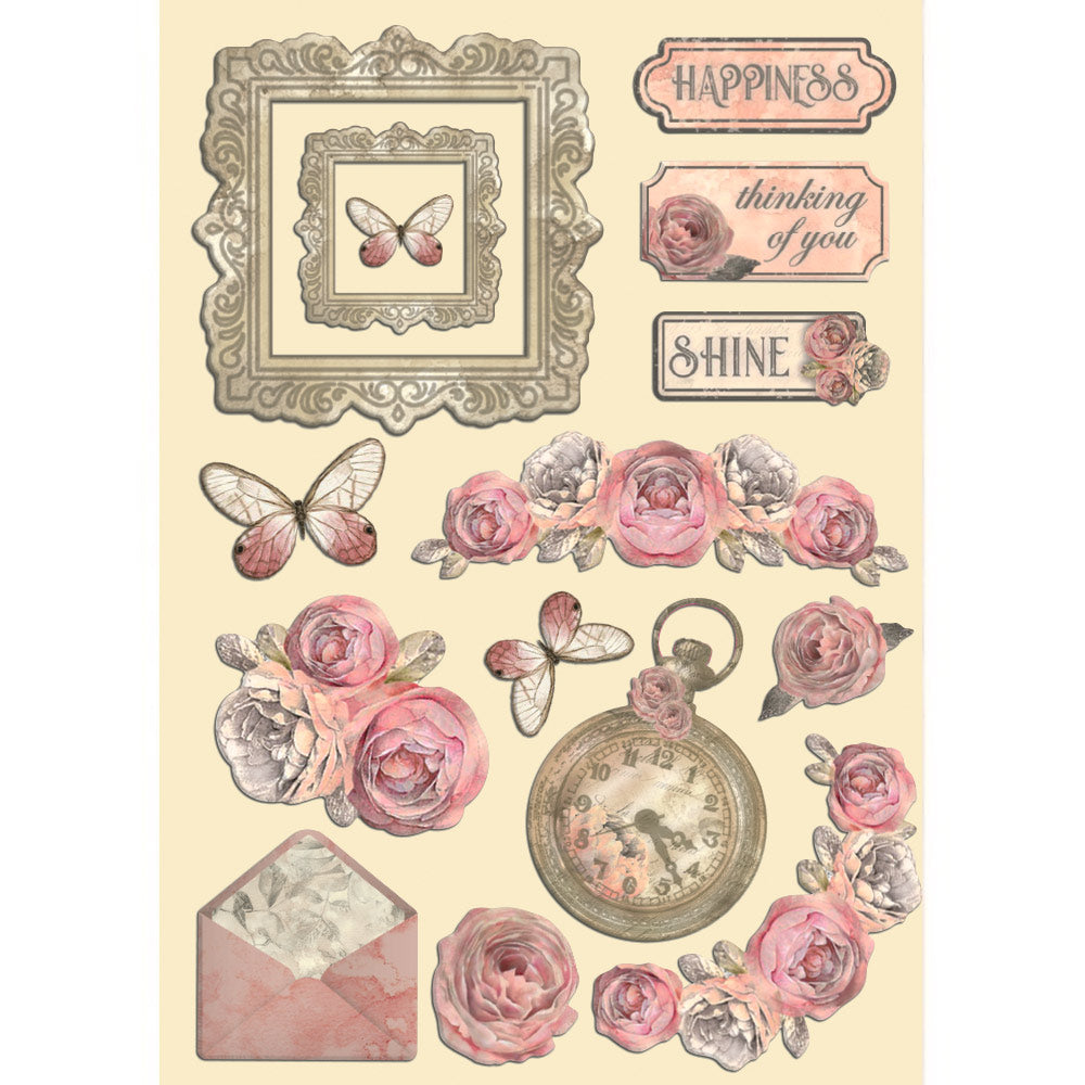 Stamperia Shabby Rose Colored Wooden Shapes A5 klsp161* – Simon Says Stamp