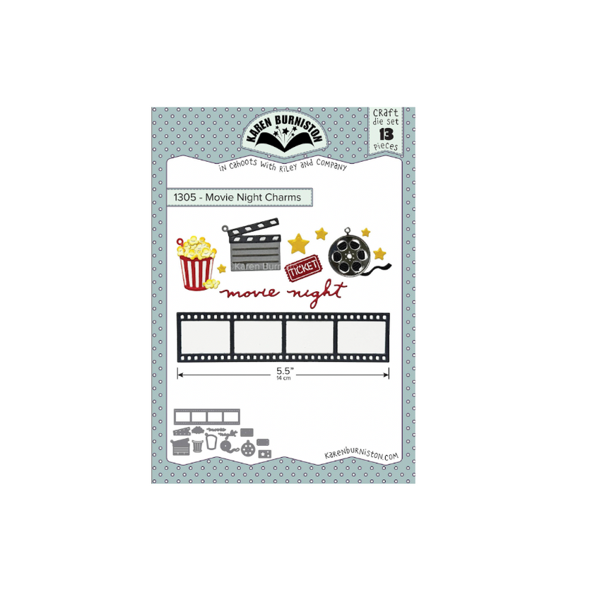 Karen Burniston Movie Night Greetings and Charms Clear Stamp and Die S ...