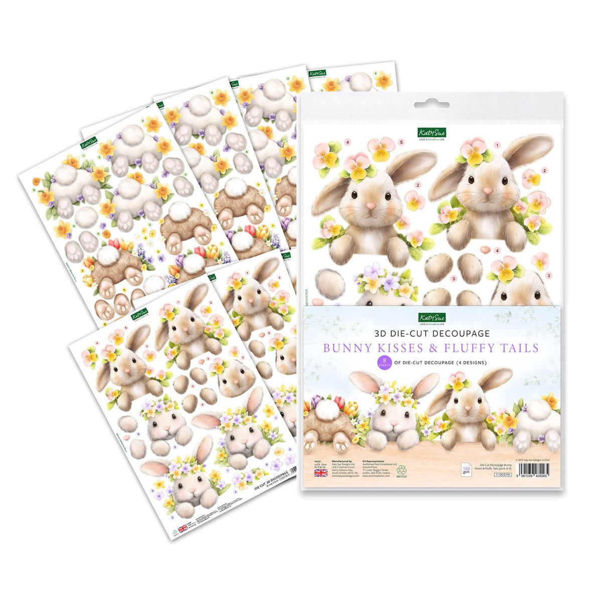 Katy Sue Designs Bunny Kisses and Fluffy Tails Die Cut Decoupage 11-dc ...