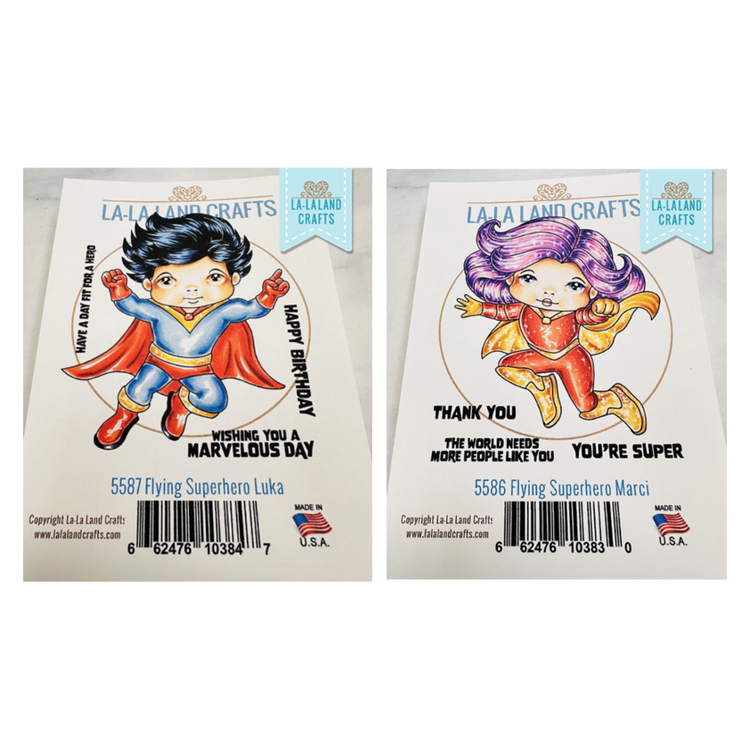 La-La Land Crafts Flying Superhero Luka and Marci Cling Stamp Set ...