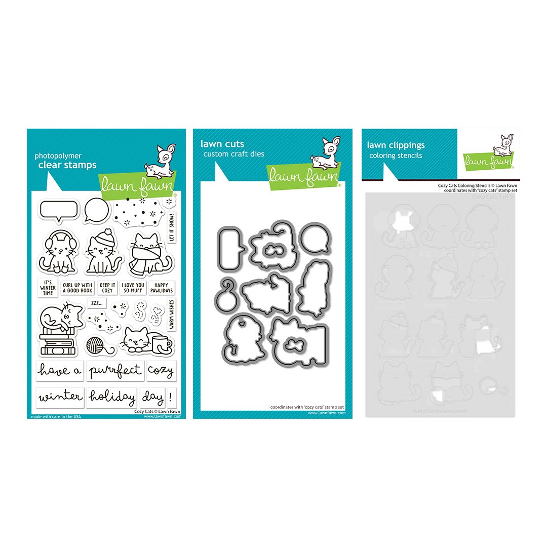 Lawn Fawn Cozy Cats Stamps Dies and Coloring Stencils – Simon Says Stamp