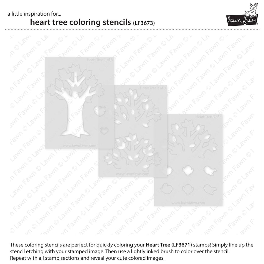 Lawn Fawn Heart Tree Coloring Stencils lf3673 – Simon Says Stamp