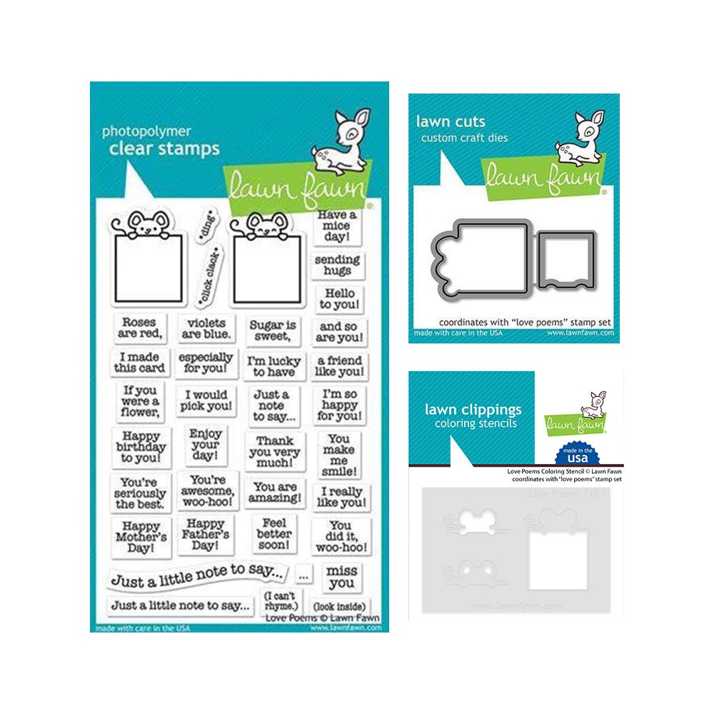 Lawn Fawn Love Poems Stamps Dies and Coloring Stencil Set – Simon Says ...