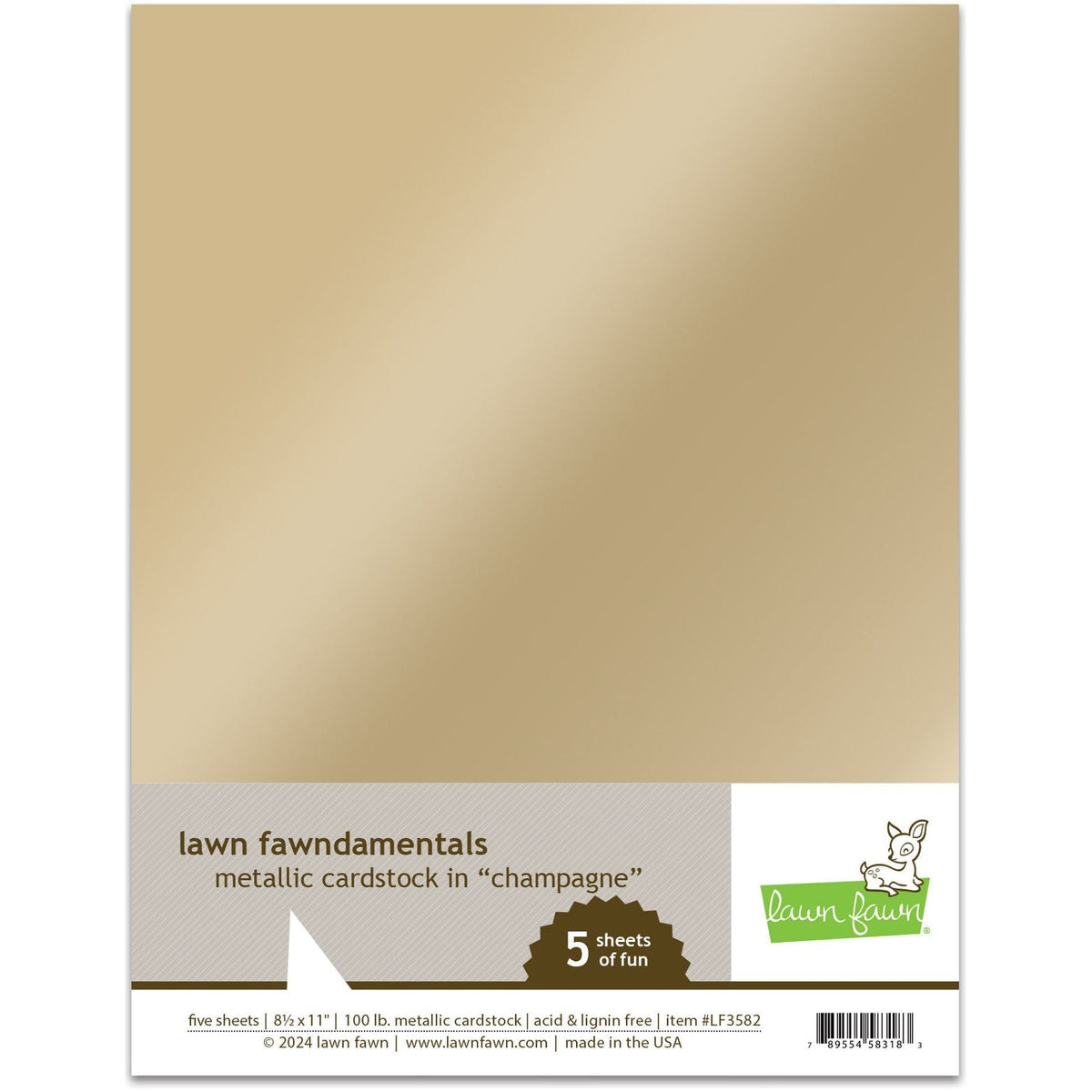 Lawn Fawn 5 Sheets Metallic Champagne 8.5x11 Inch Cardstock lf3582 ...