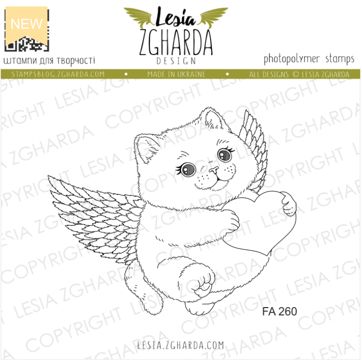 Lesia Zgharda Kitty with Heart Clear Stamp Set fa260 – Simon Says Stamp
