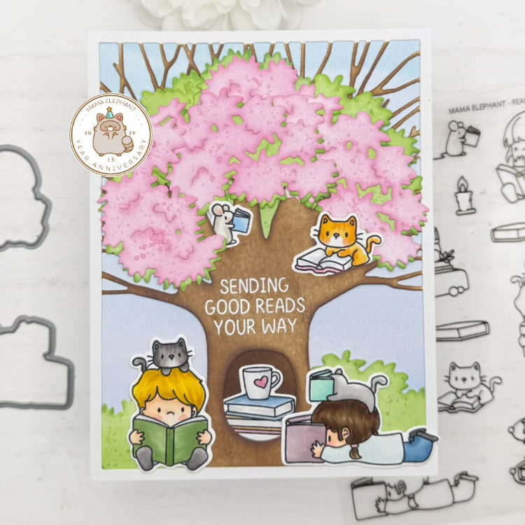 Mama Elephant Reading Tree Clear Stamp and Die Set – Simon Says Stamp