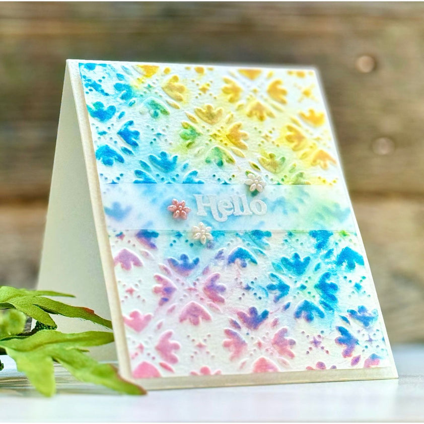 Rainbow Splash Embossing Folder Mosaic Tulips rsef8 – Simon Says Stamp