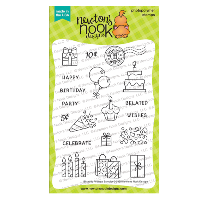 Newton's Nook Designs Birthday Postage Sampler Clear Stamps nn2507s03 ...