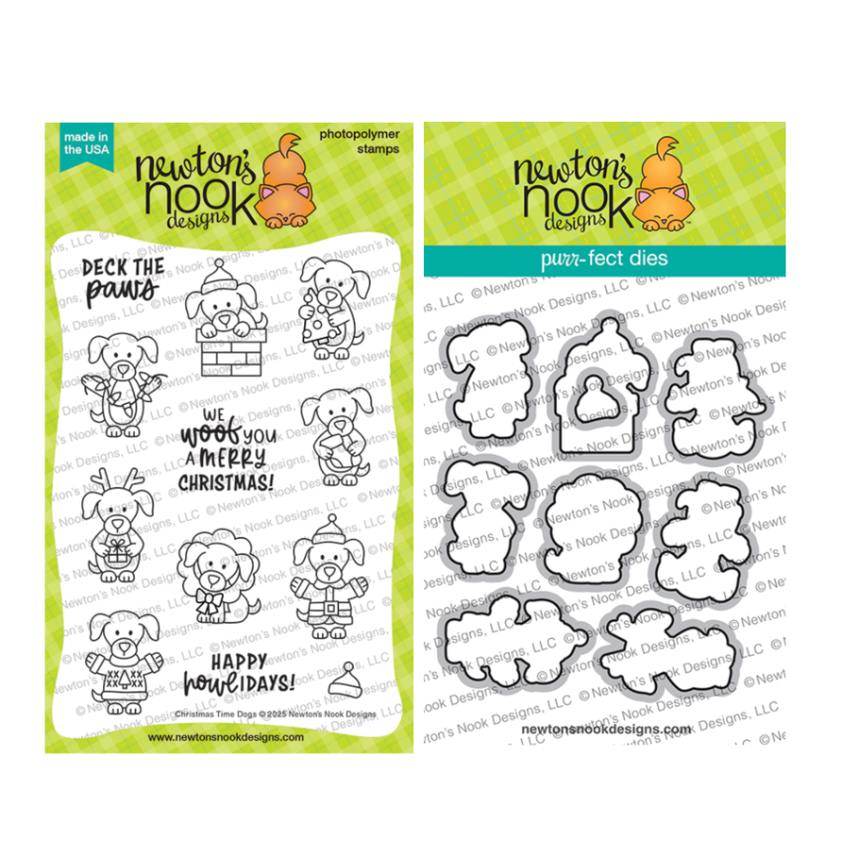 Newton's Nook Designs Christmas Time Dogs Clear Stamp and Die Set ...