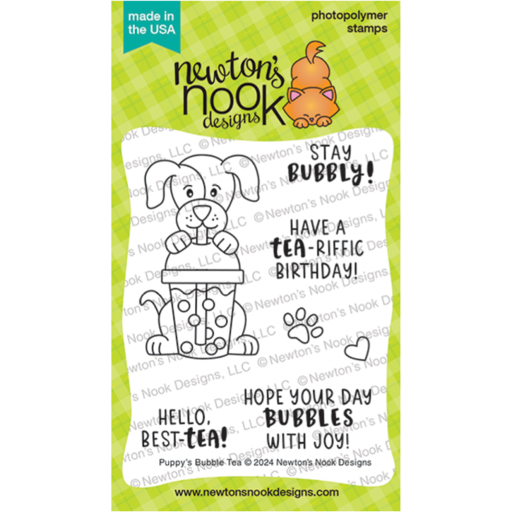 Newton's Nook Designs Puppy's Bubble Tea Clear Stamp and Die Set ...