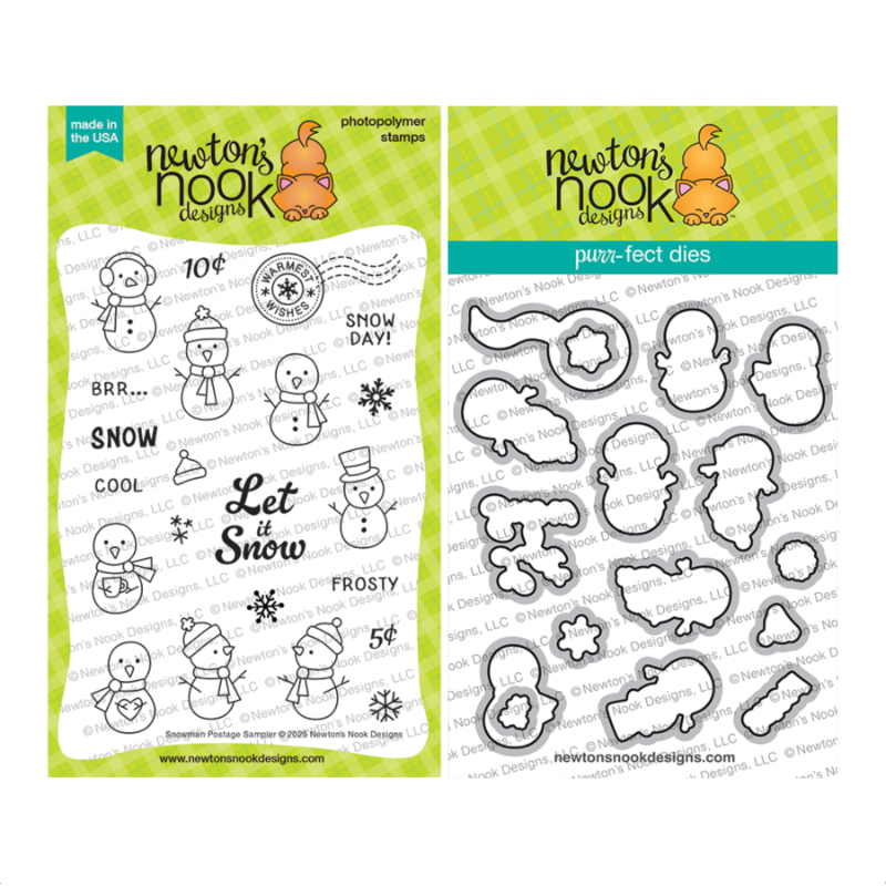 Newton's Nook Designs Snowman Postage Sampler Clear Stamp and Die Set ...