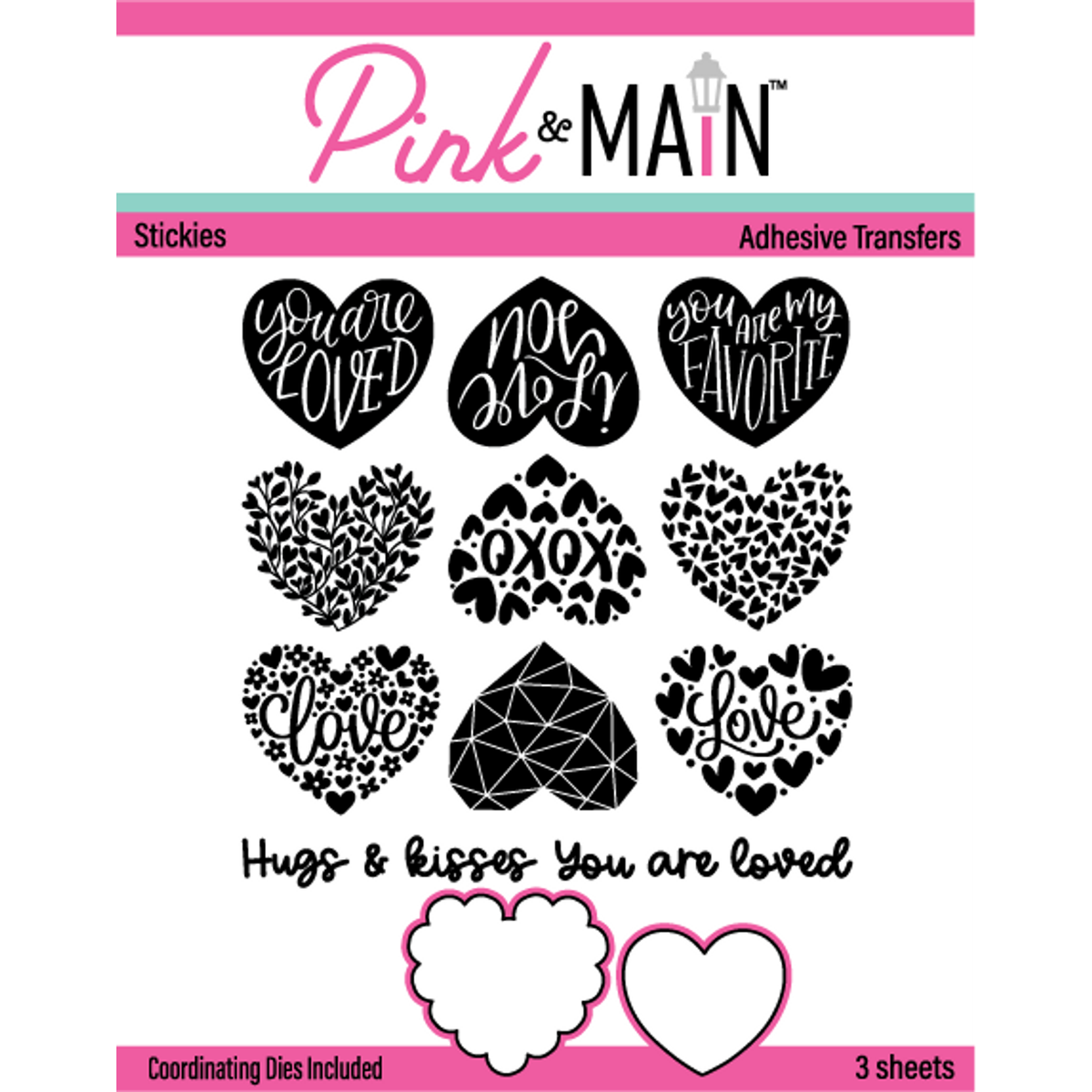 Pink and Main Fun Hearts Stickies Adhesive Transfers and Coordinating ...