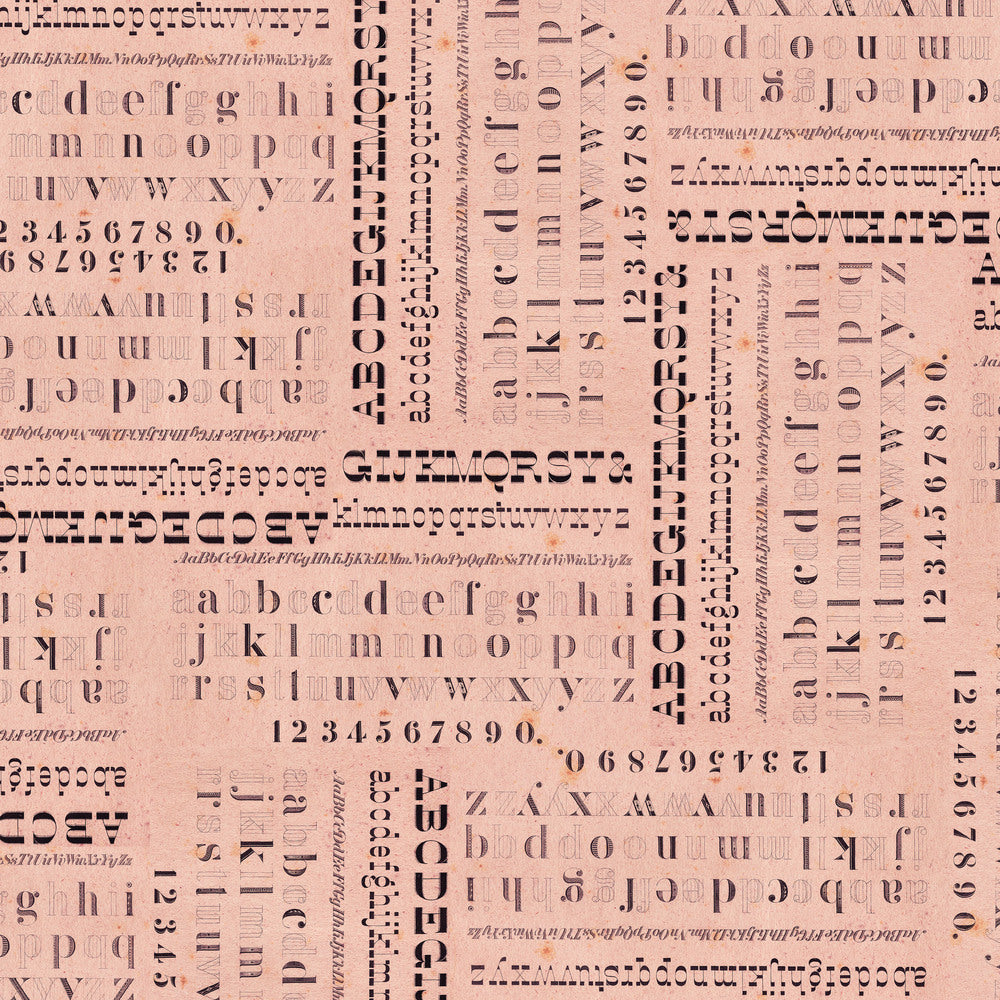 Tim Holtz Fabric By The Yard Pink Typography pwth214 Eclectic Elements ...