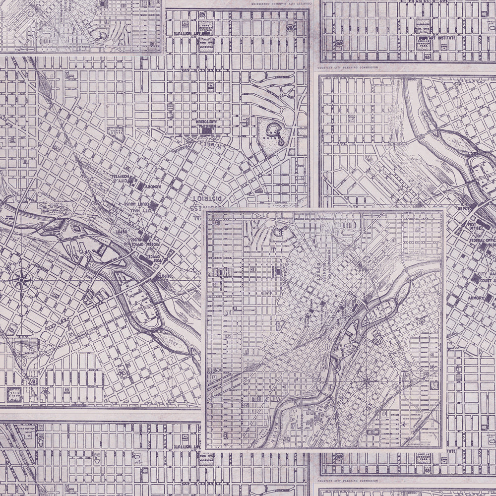 Tim Holtz Fabric By The Yard Purple Map pwth303 Eclectic Elements Pale ...