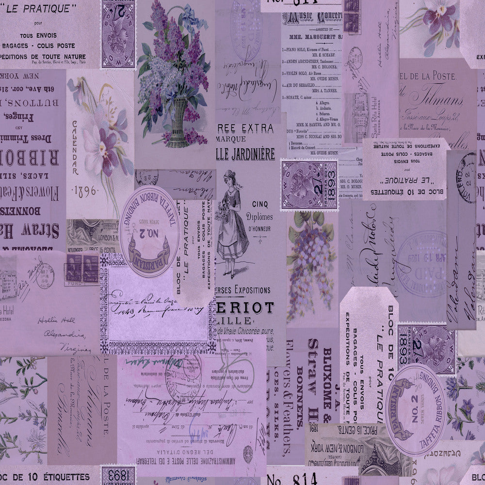 Tim Holtz Fabric By The Yard Purple Ephemera pwth305 Eclectic Elements ...