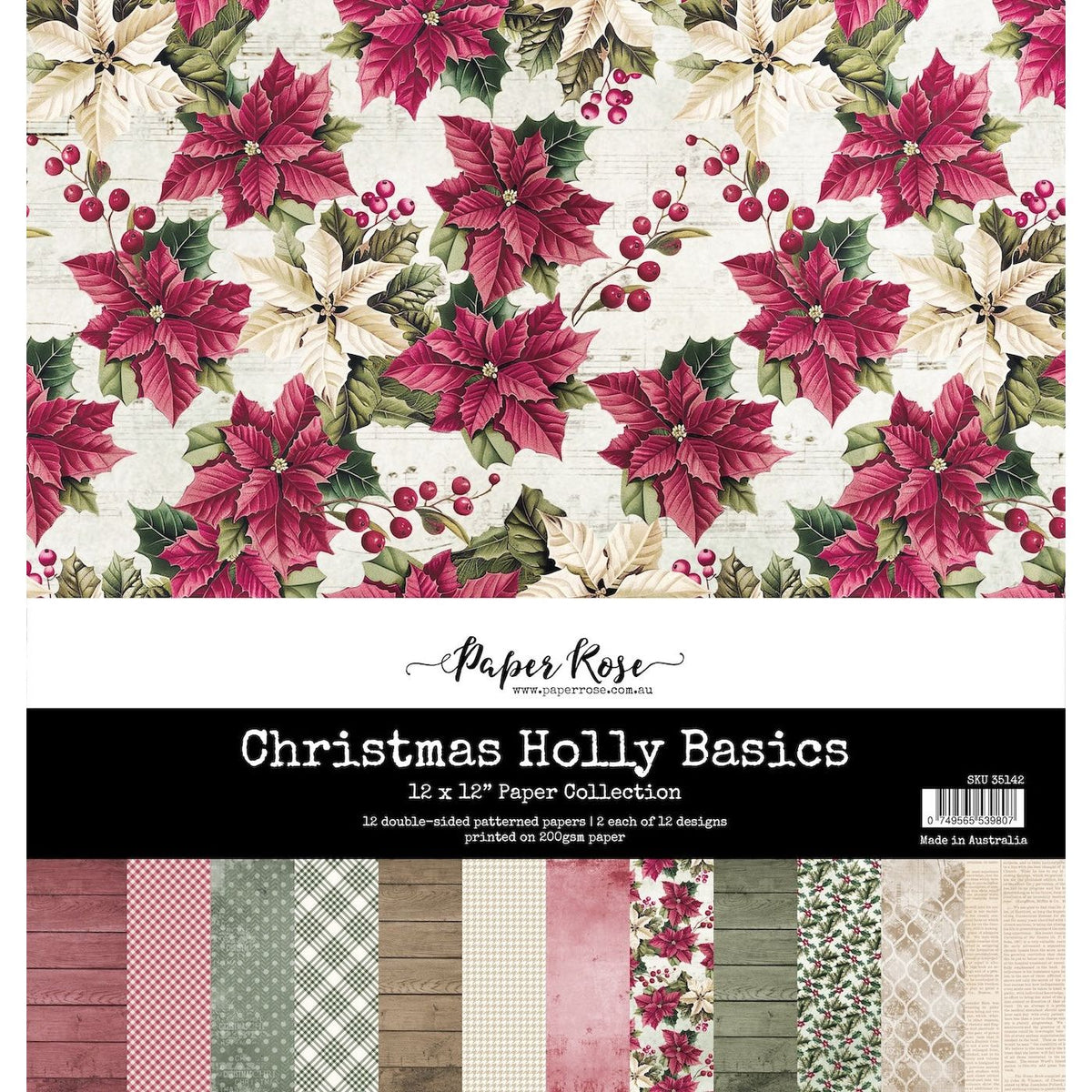 Paper Rose Christmas Holly Basics 12x12 Paper 35142 – Simon Says Stamp