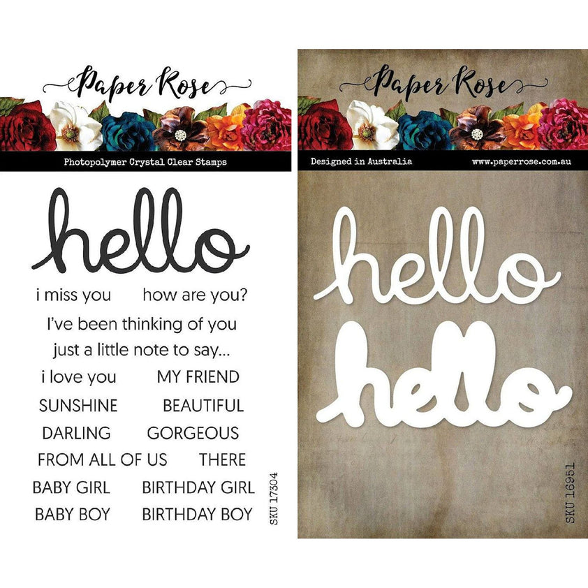 Paper Rose Hello Stamp and Die Bundle – Simon Says Stamp