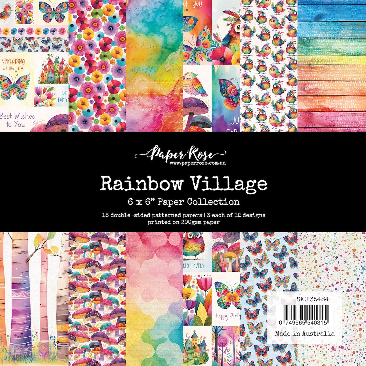 Paper Rose Rainbow Village 6x6 Paper Pack 35484 – Simon Says Stamp