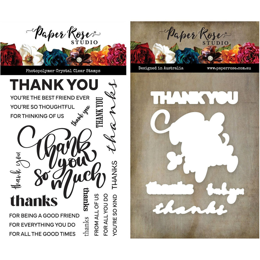 Paper Rose Thank You Stamp and Die Bundle – Simon Says Stamp