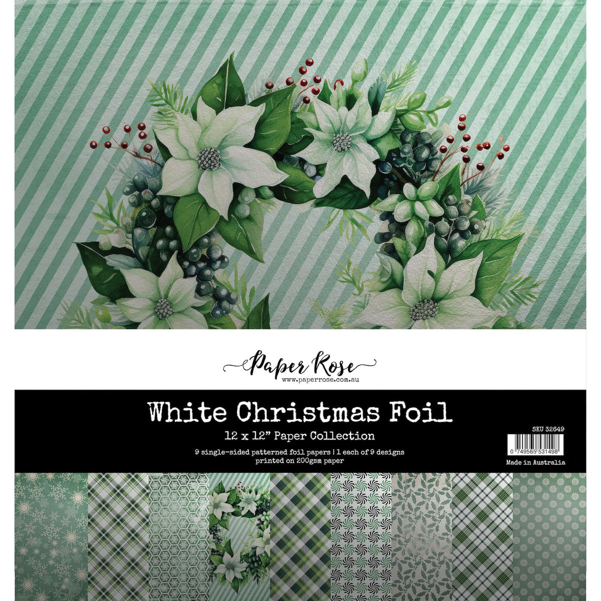 Paper Rose White Christmas Foil 12x12 Paper Collection 32649 – Simon ...