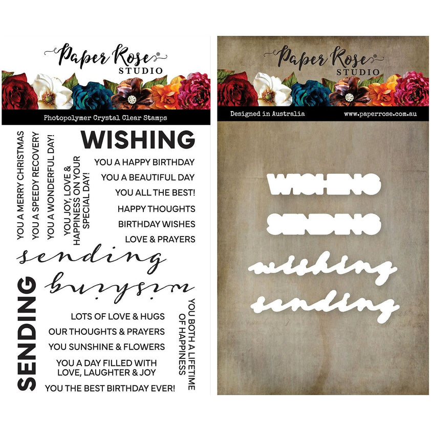 Paper Rose Wishing and Sending Sentiments Stamp and Die Bundle – Simon ...