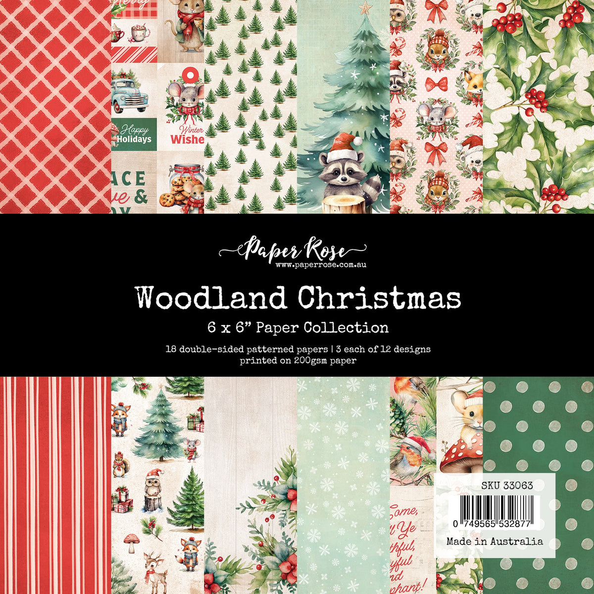 Paper Rose Woodland Christmas 6x6 Paper Collection 33063 – Simon Says Stamp