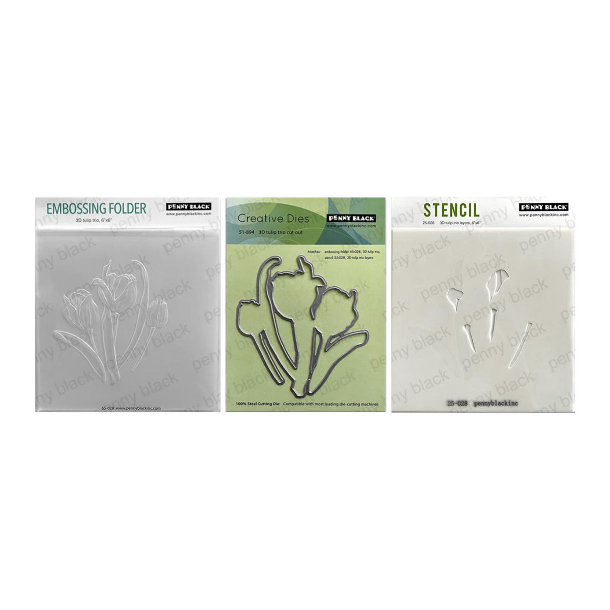 Penny Black 3D Tulip Trio Stencils, Embossing Folder, and Dies Set ...