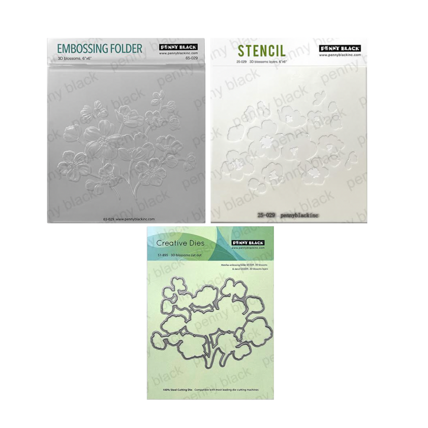 Penny Black Penny Black 3D Blossoms Embossing Folder Die and Stencil S ...
