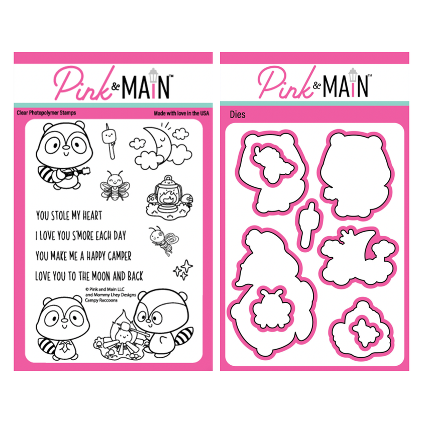 Pink and Main Campy Raccoons Clear Stamp and Die Set* – Simon Says Stamp